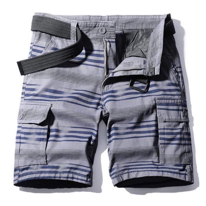 Short Homme Multi-poche 100% Coton Casual Cargo Shorts Homme Avec ...