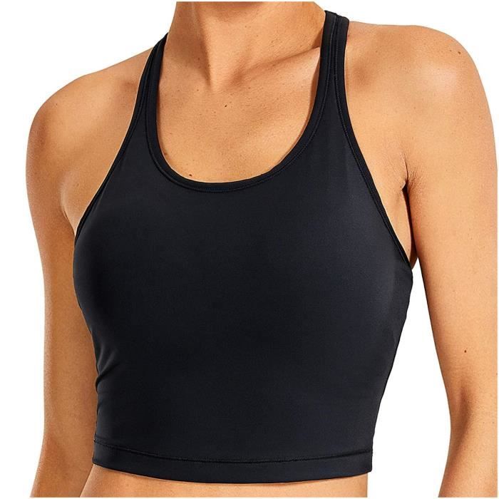 Body Sexy Femmes Yoga Solide Sans Manches Épaule Froide Débardeurs ...
