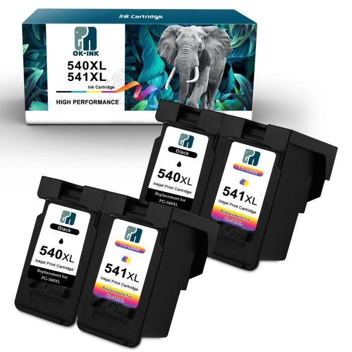 Cartouche d'encre - AUMOK - 540 541 XL - Pack de 4 - Compatible Canon ...