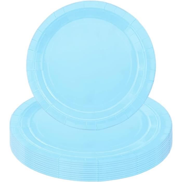 16 Pièces Assiettes Jetables Bleu Clair Assiettes Dessert Carton ...