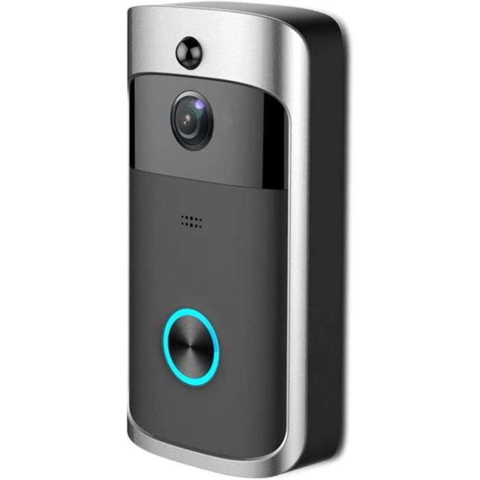 Sonnette vidéo sans fil alimentée par piles Interphone bidirectionnel de nuit Sonnette de porte ...