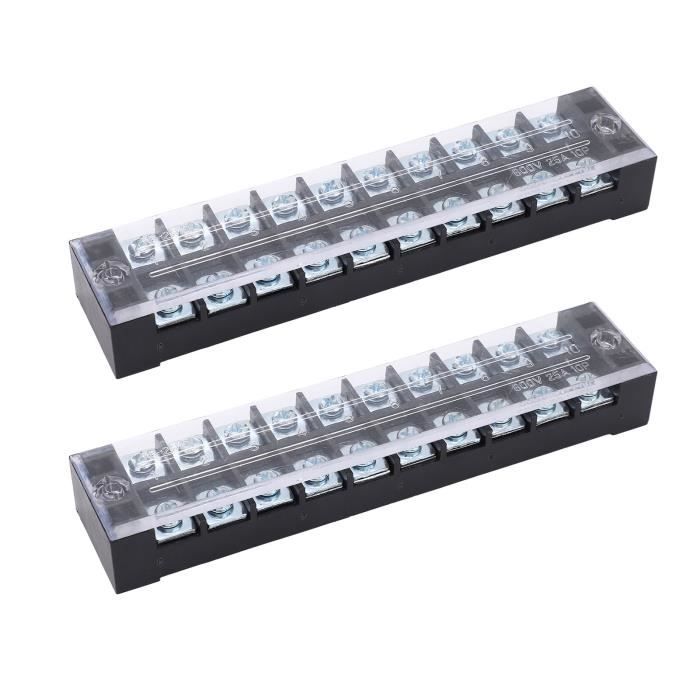 YOSOO Bornier de courant Bornier Double Rangée, 600 V 25 A Bornier à ...