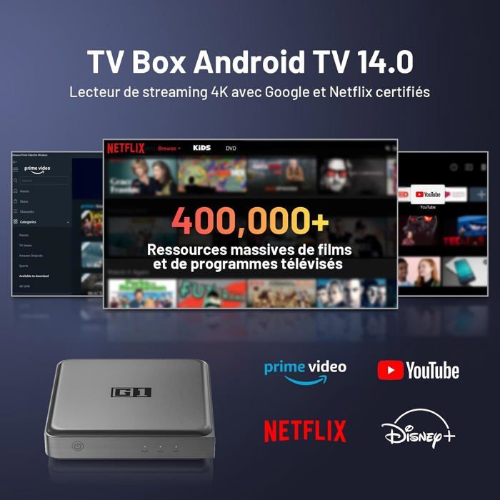 Android Tv Box 4K - Atv14.0 Smart Tv Box Compatible Avec Google Et ...