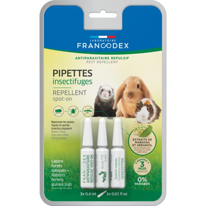 3 Pipettes Insectifuges Lapins, Furets et Cobayes. - animallparadise ...