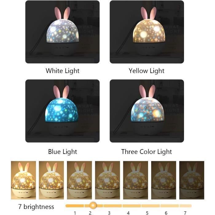 Veilleuse LED Rechargeable Enfant Lampe Etoile Projecteur, 360°Rotation ...