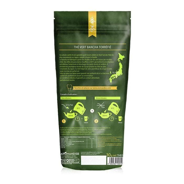 Thé vert bio japonais Bancha Hojicha 30 g - Cdiscount Au quotidien