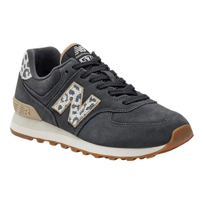 Baskets - New Balance - WL574V2 - Talon Plat - Cuir - Femme - Gris Gris ...