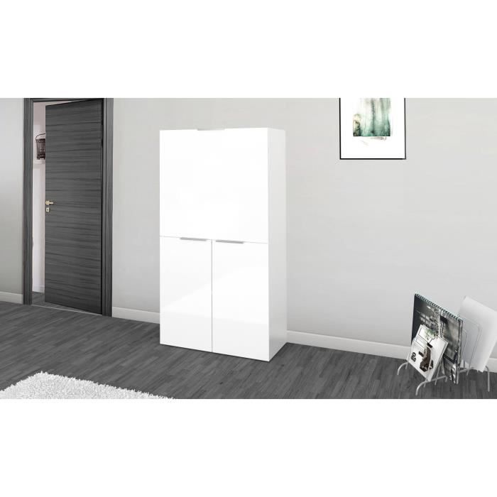 Dmora - Bureau Gianpiero, 70x35h140 cm, Blanc brillant, Panneau effet ...