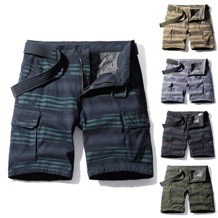 Short Homme Multi-poche 100% Coton Casual Cargo Shorts Homme Avec ...