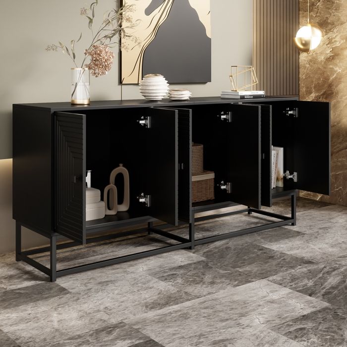Buffet pour salon - armoire de rangement noire moderne avec 3 portes ...