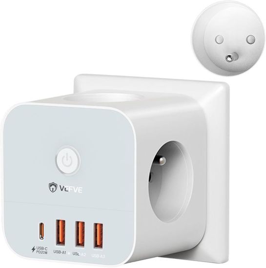 Multiprise Murale Usb C Chargeur Pd 20W-Prise Secteur Usb,Cube Multi ...