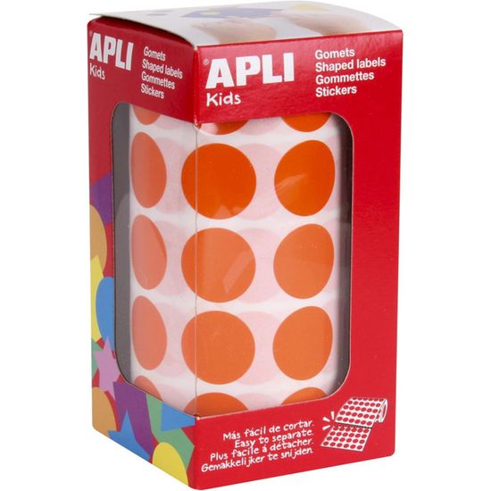 Rouleau de Gommettes Rondes - APLI - 1770 - 20 mm - Orange - Adhésif ...
