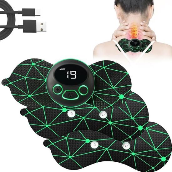 Mini Masseur Patch Pour Cou, Ems Masseur Cervical Portable 8 Modes Et 19 Niveaux D'Intensité ...