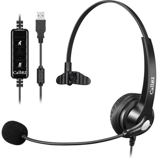 Casque Usb Avec Micro Antibruit, Casque Pc Filaire Avec Contrôle Du ...