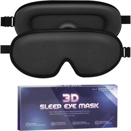 Lot De 2 Masques De Sommeil, 3D En Soie Glacée, Masque Pour Les Yeux ...