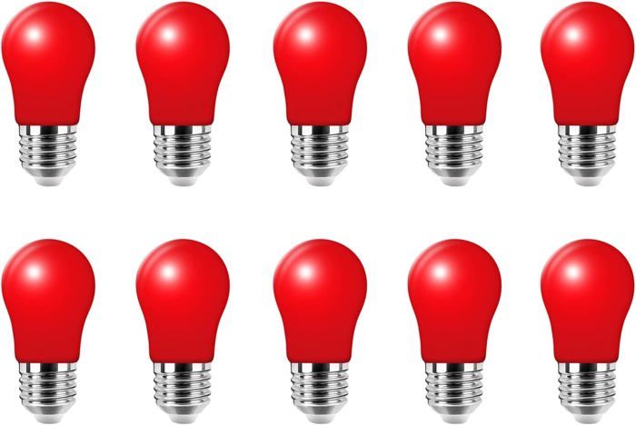 Paquet de 10 Ampoule LED de couleur 3W E27 vis Ampoule rouge pour ...