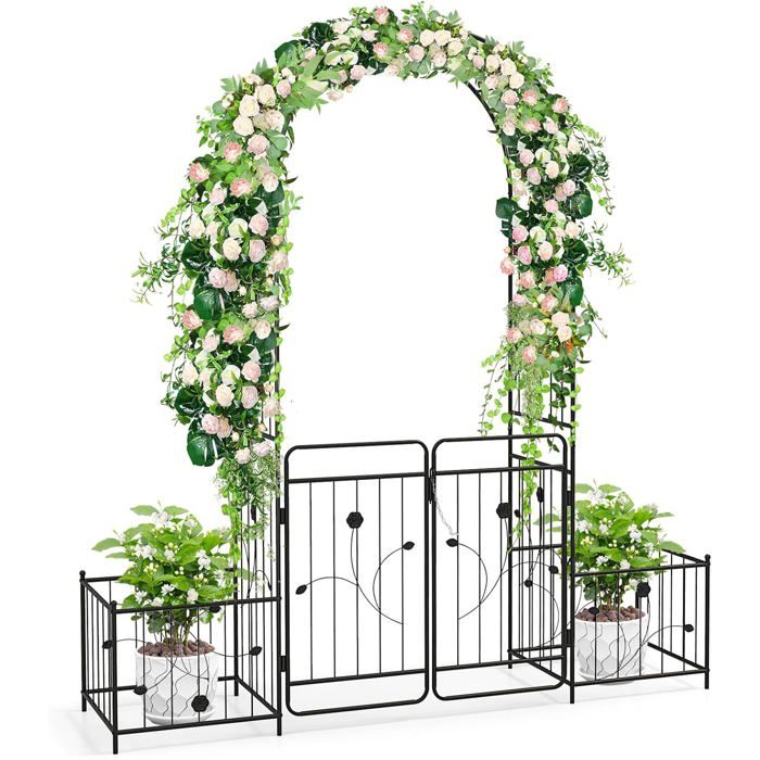HOMASIS Arche ronde de roses en métal avec porte, pour plantes ...