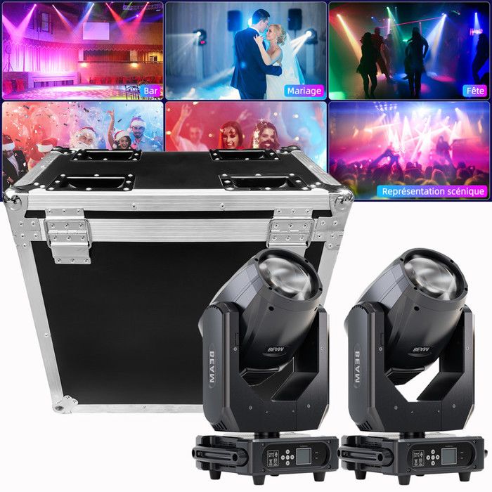UKing 2PCS 385W Lyre LED Jeux de Lumiere DJ 48 + 8 Prisme - RGBW DMX ...