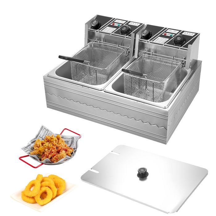 Friteuse Électrique Double Bac 12L - 2 x 6L, Température Réglable 50 ...