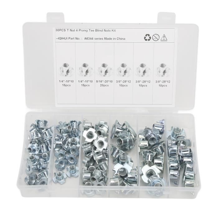80 écrous En T. Écrou En T à Dents 1/4po 5/16po 3/8po Acier Au Carbone ...