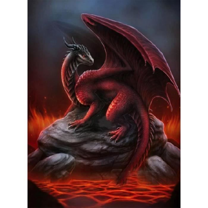 Diamond Painting Dragon De Feu Pour Enfant Adulte, Rond Strass Diamant ...