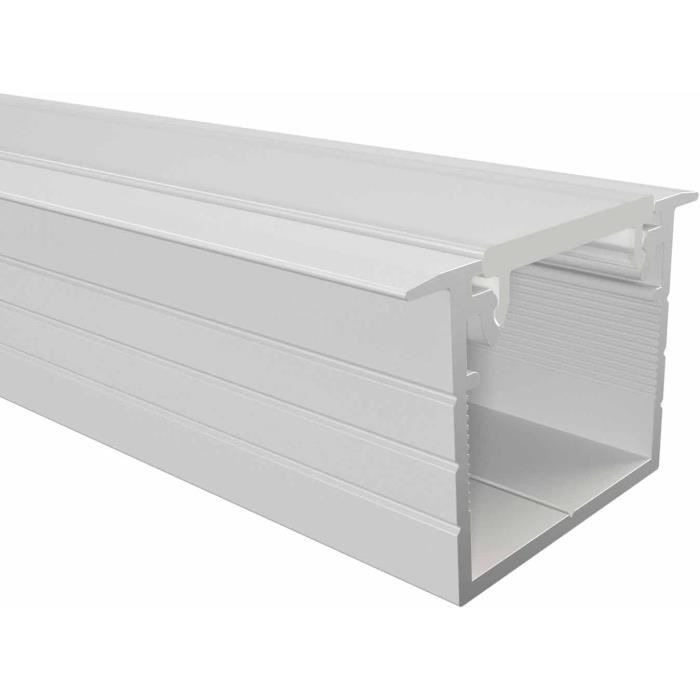 Profil encastrable en aluminium blanc pour rubans LED 20 mm avec cache ...