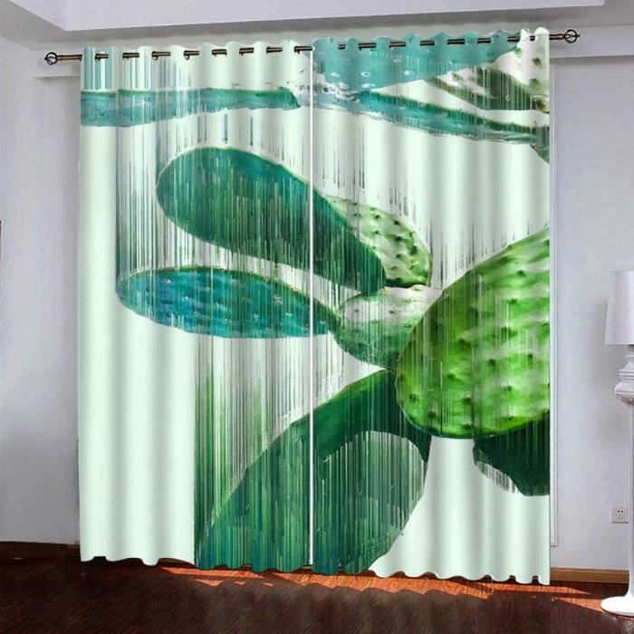 Rideau Occultant Thermiques 3D Motif De Cactus Rideaux Occultants A ...
