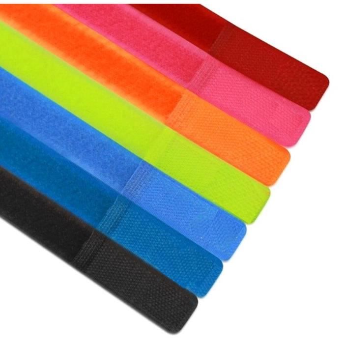 Collier de serrage,Attache de câble Velcro en Nylon coloré, 50 pièces ...