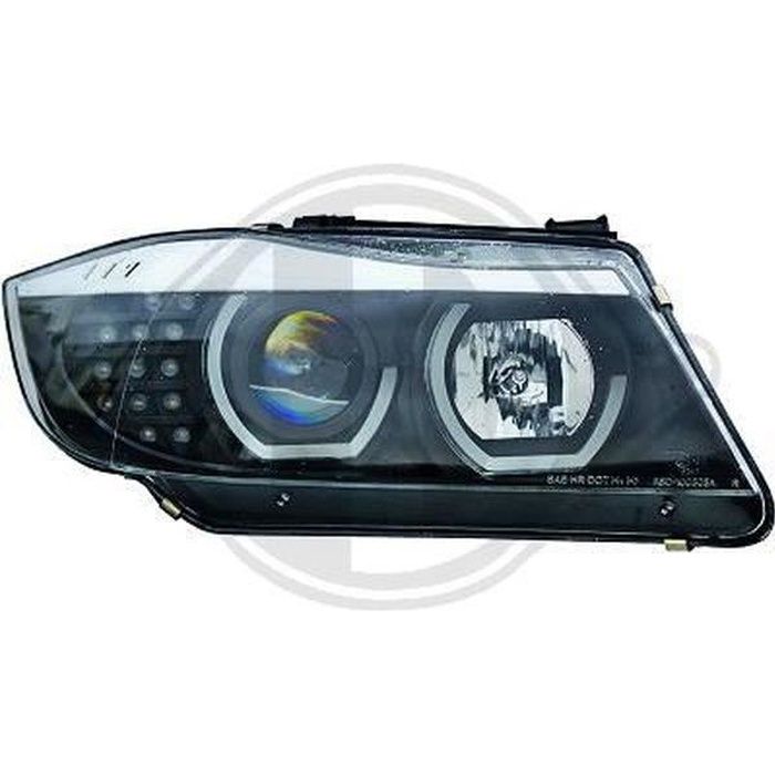 Paire de feux phares BMW serie 3 E90 LCI berline 09-12 angel eyes noir ...