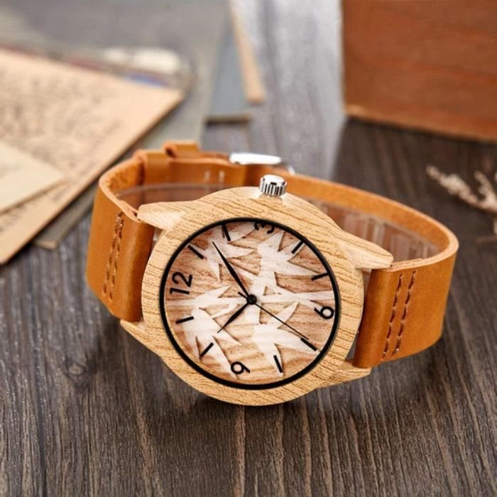 Montre En Bois Créative Hommes Autruche Cerf Montre-Bracelet Imitation ...