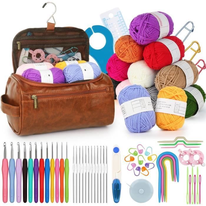Aeeque 69 pcs Kit Crochet Débutant Complet Adulte, Crochet Kit avec 12 ...