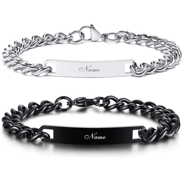 2 Pièces Personnalisé Gravure Personnaliser Couple Bracelets Soeur ...
