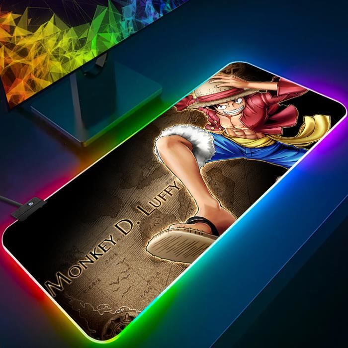 Animé une pièce Luffy Zoro RGB Pc Gamer clavier tapis de souris tapis ...