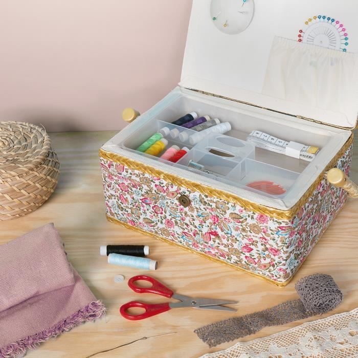 Navaris Boîte à Couture Complète - Boîte à Coudre 24,5 cm x 17,5 cm x ...
