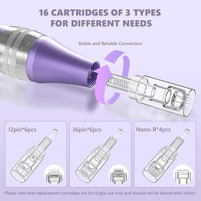 Microneedling Professionnel 5 Vitesses avec Écran LCD et 16 Aiguilles ...