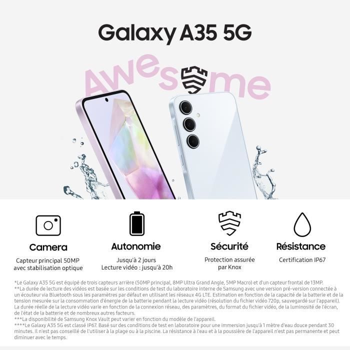 Samsung Galaxy A35 Smartphone 128 Go 5G Bleu nuit - Cdiscount Téléphonie