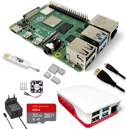 Raspberry Pi 4 Model B Kit de démarrage 4 Go, Raspberry Pi 4 (4 Go de ...