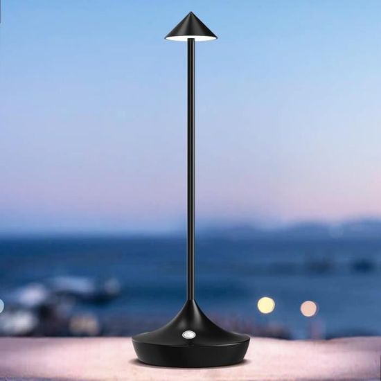 Lampe de table LED sans fil rechargeable - [D1563] - Noir - Design ...