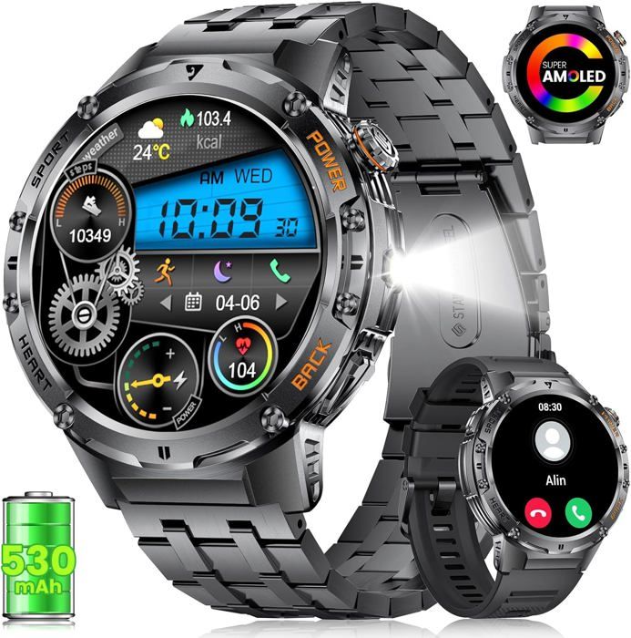 Montre Connectée Homme Pour Android Ios Avec Appel Bluetooth 1,43 ...