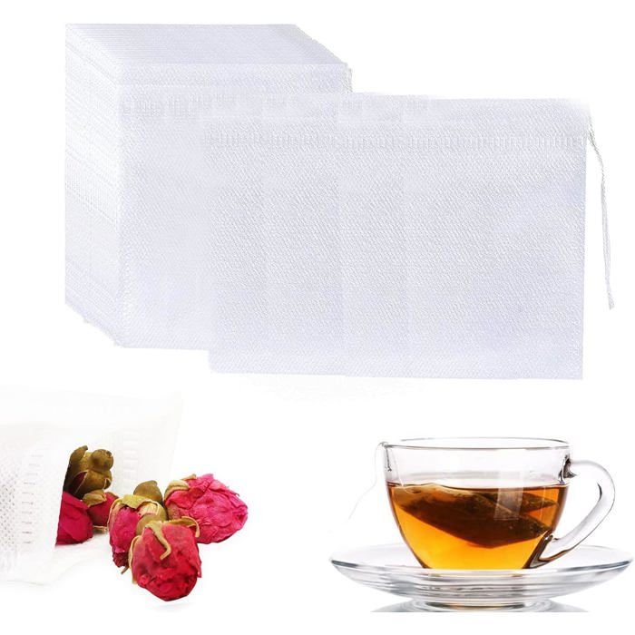 200Pcs Sachets Filtre à Thé Sachet de Thé Jetable Avec awstring Blanc ...