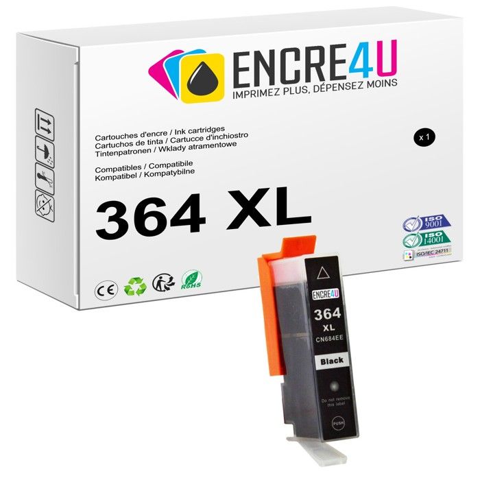 364XL ENCRE4U - Cartouche d'encre compatible avec HP 364 XL NOIR 800 ...