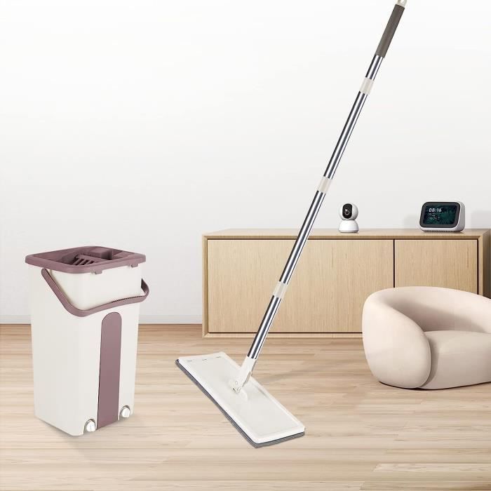 Balai Auto Nettoyant Auto Clean Compact Mop Balai à tête Large et pivotante 360° avec Seau ...