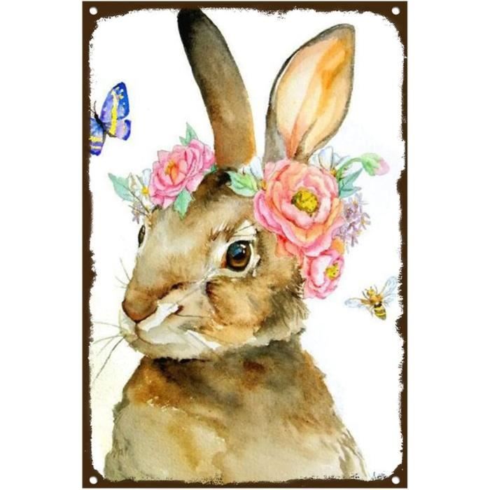 Affiche De Fer Plaque De Porte Signe ,Lapin Chien Animal,Métal Panneau ...