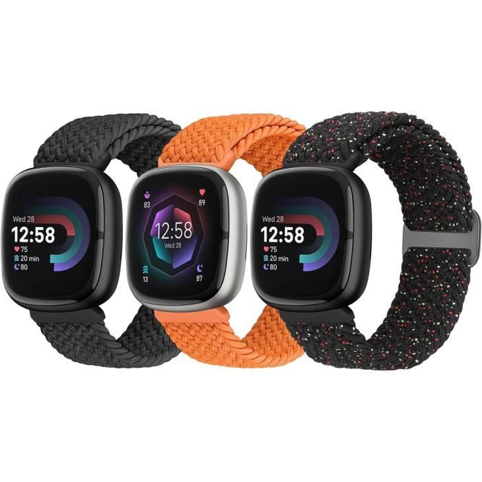 Lot De 3 Bracelets Tressés Compatibles Avec Fitbit Versa 4-Fitbit Sense ...
