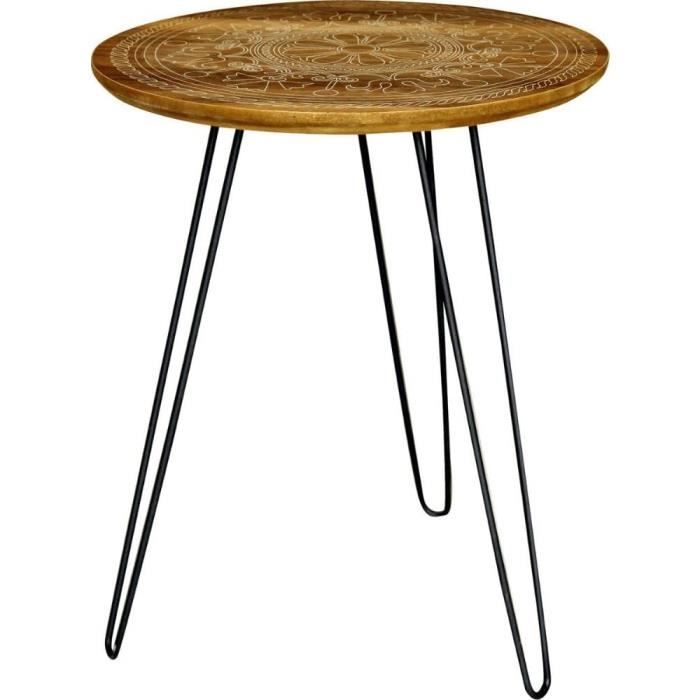 Table Basse Table Basse Noyer Laser gravé Côdelle décorative ...