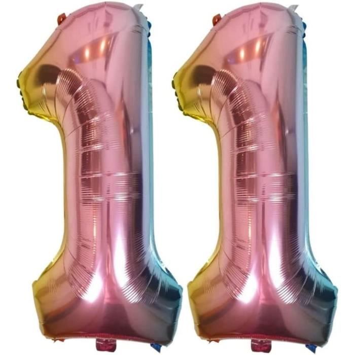Ballon 11 Ans Rose Arcen-Ciel Xl - Ballon Anniversaire 11 Ans ...