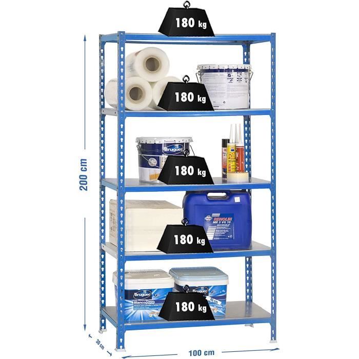 Étagère garage - Simonrack - Simonclick 5/300 Kit D - Bleu/galva - Cdiscount Maison