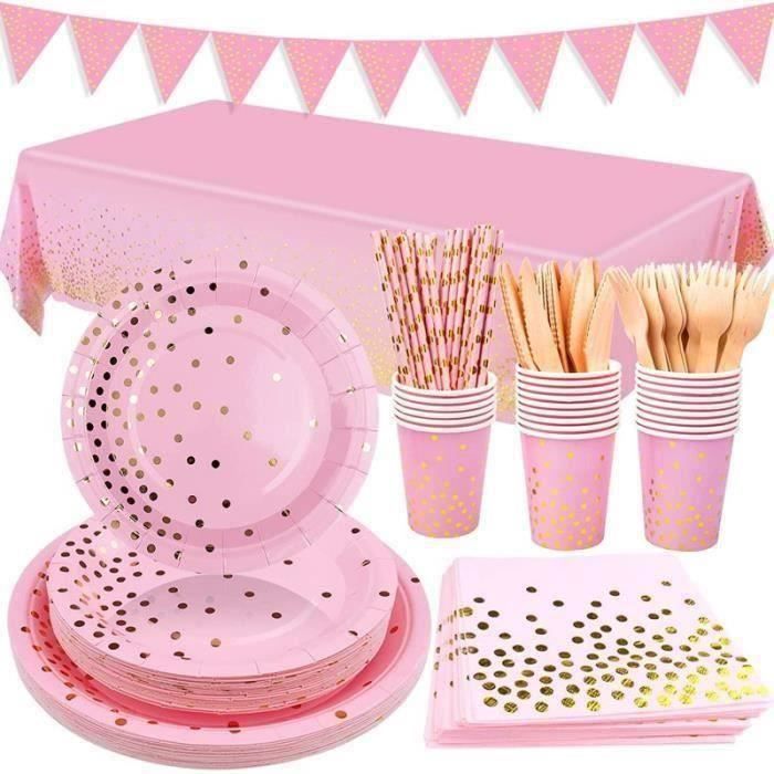 Assiette Jetable pink 30 Invités212pcs Kit Vaisselle Jetable Assiettes ...