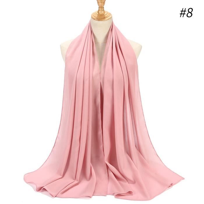 Foulard En Mousseline De Soie Pour Hijab Long Musulman Respirant Doux ...
