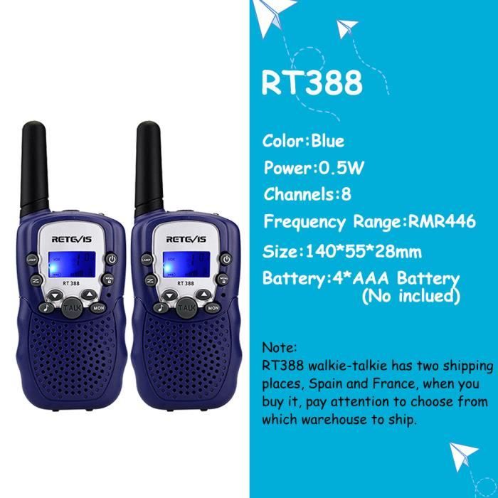 TALKIE-WALKIE,Rt388 Blue Retevis RT388 Talkie Walkie enfant pour enfant ...